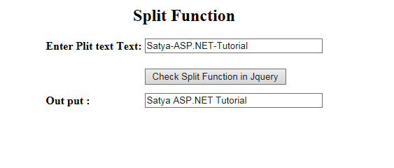 Satya Tutorial: JQuery Split Function in ASP.NET
