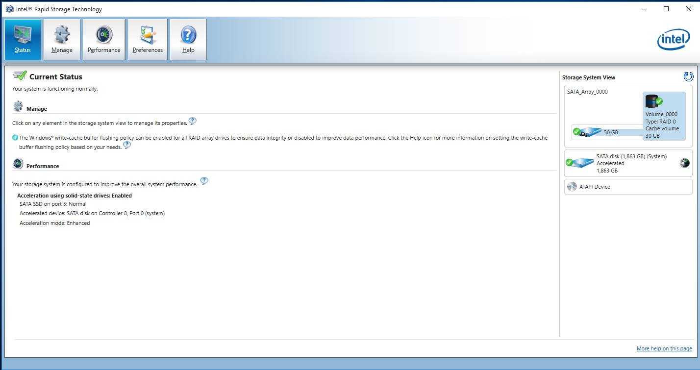 สัพเพเหระ: Intel® Smart Response Technology (ISRT) กับ Windows 10