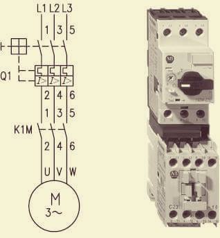 Example of a two-component starter for direct starting consisting of a ...