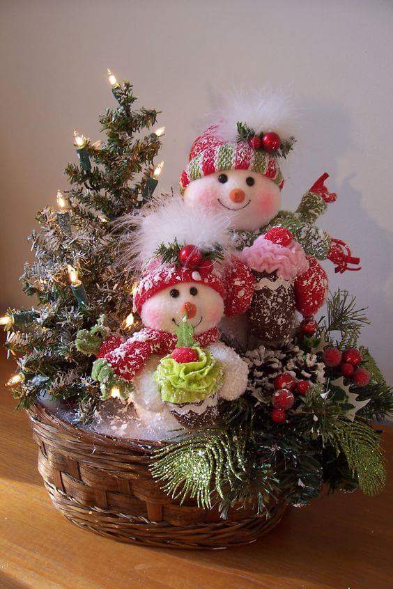 Decoración navideña con muñecos de nieve | Decoración