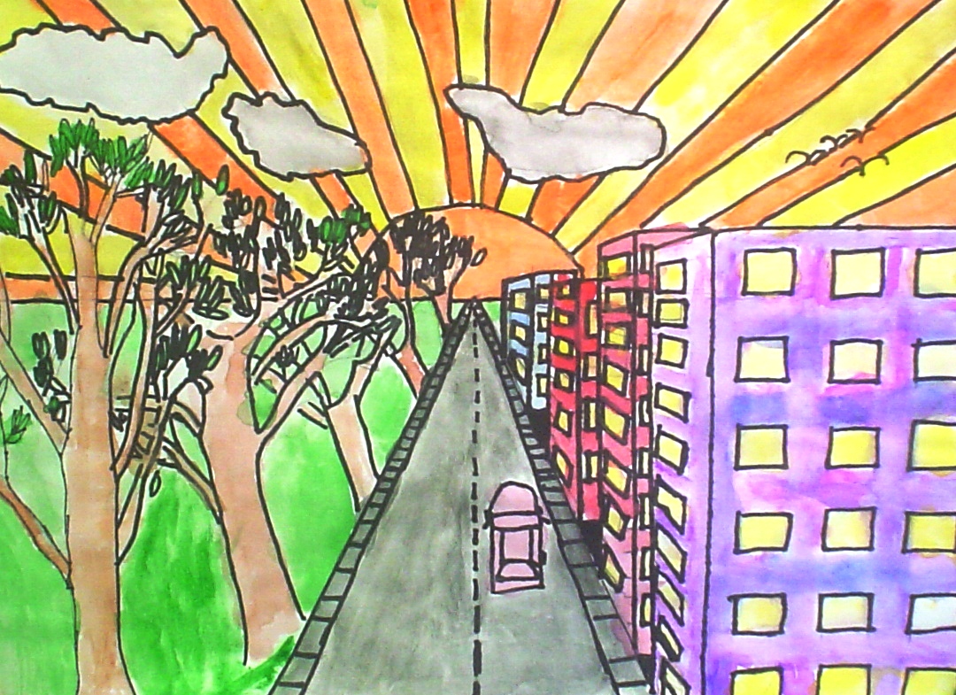 Lessons from the K-12 Art Room: One Point Perspective Cities