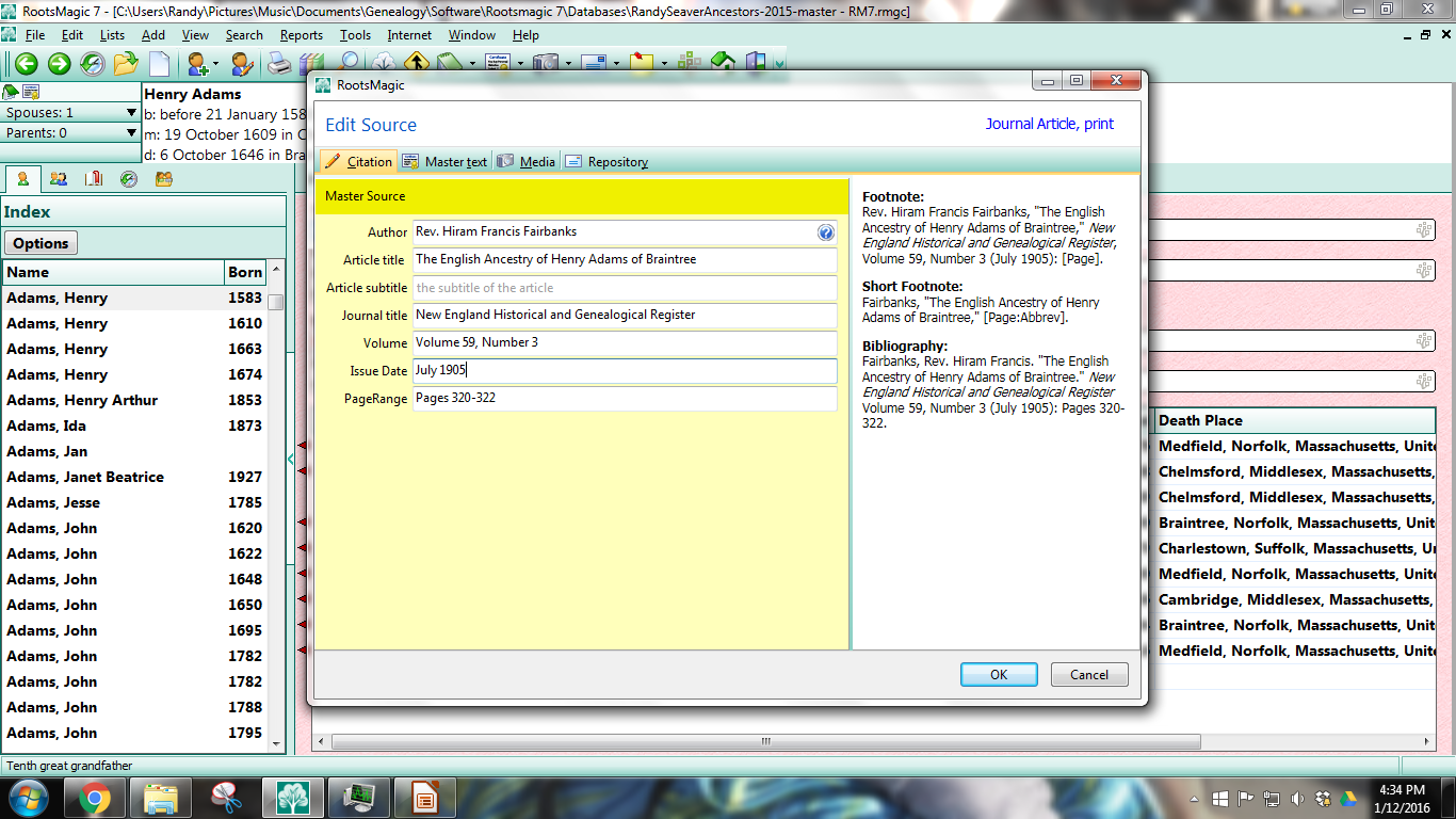 Genea-Musings: Creating Source Citations in RootsMagic 7 - Post 1: New Master Source