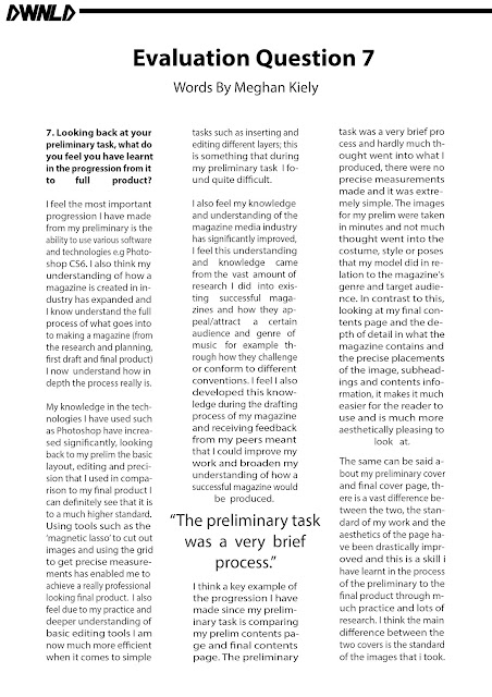 MAGAZINE COURSEWORK 2013: Final Evaluation Question 7