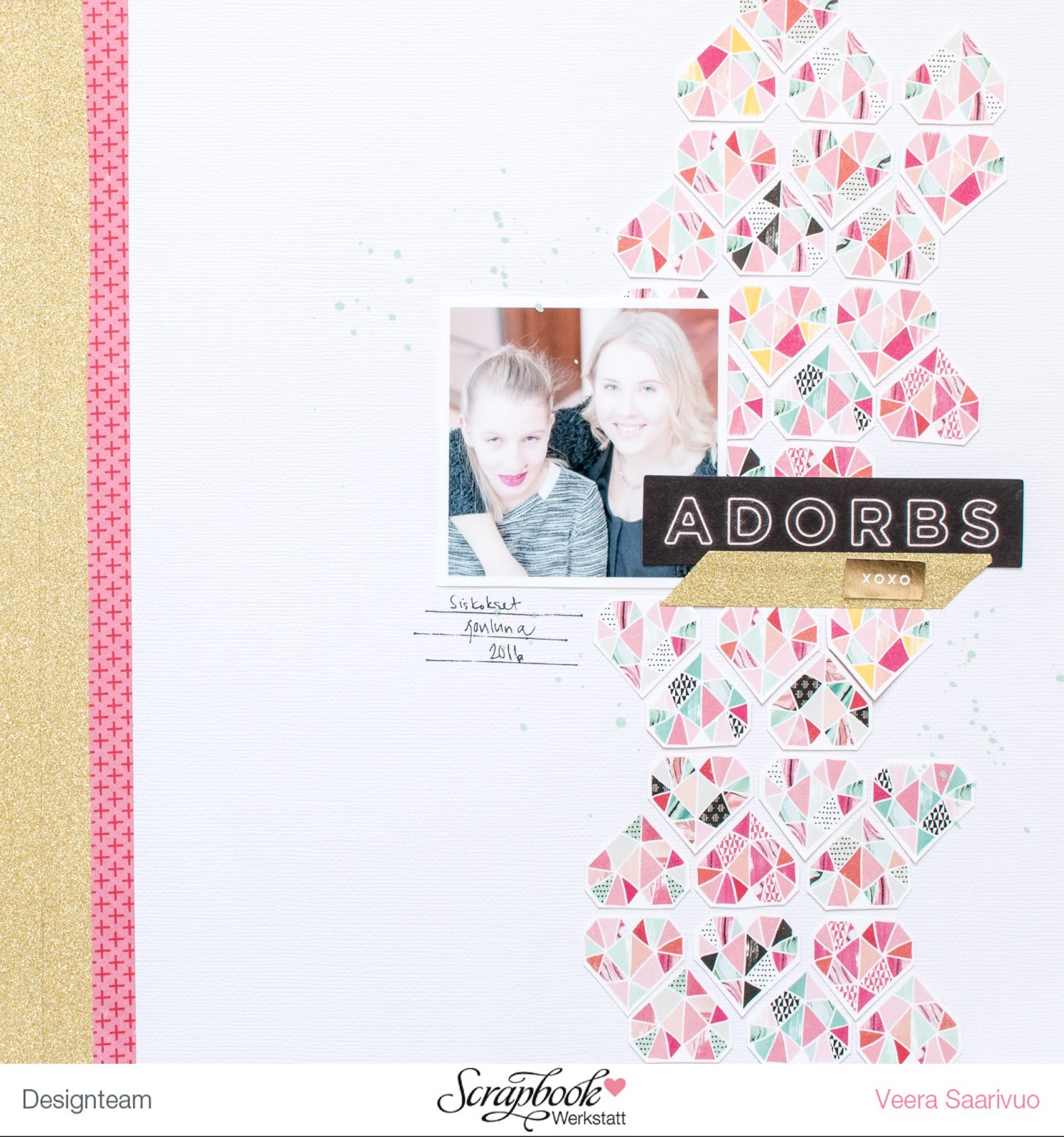 Adorbs - a layout with Scrapbook Werkstatt's February kit - V-tyylillä