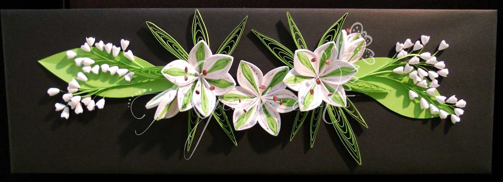 Ayani art: Quilled white lilies 20/60 cm