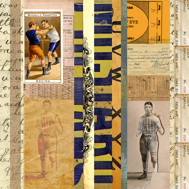 C o l l a g e a r t: Vintage paper and Boxing photo Collage