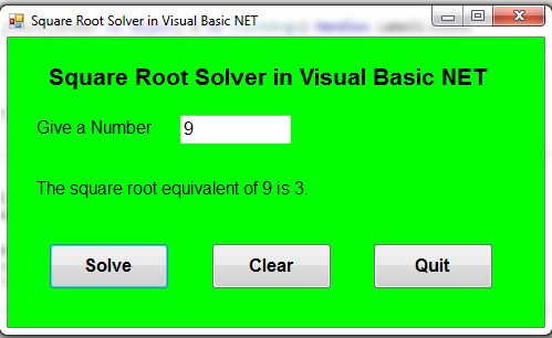 Free Programming Source Codes and Computer Programming Tutorials: Square Root Solver in Visual ...