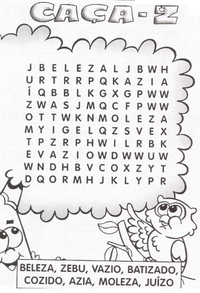 ATIVIDADES DE ALFABETIZAÇÃO COM A LETRA Z PARA IMPRIMIR!-ESPAÇO EDUCAR