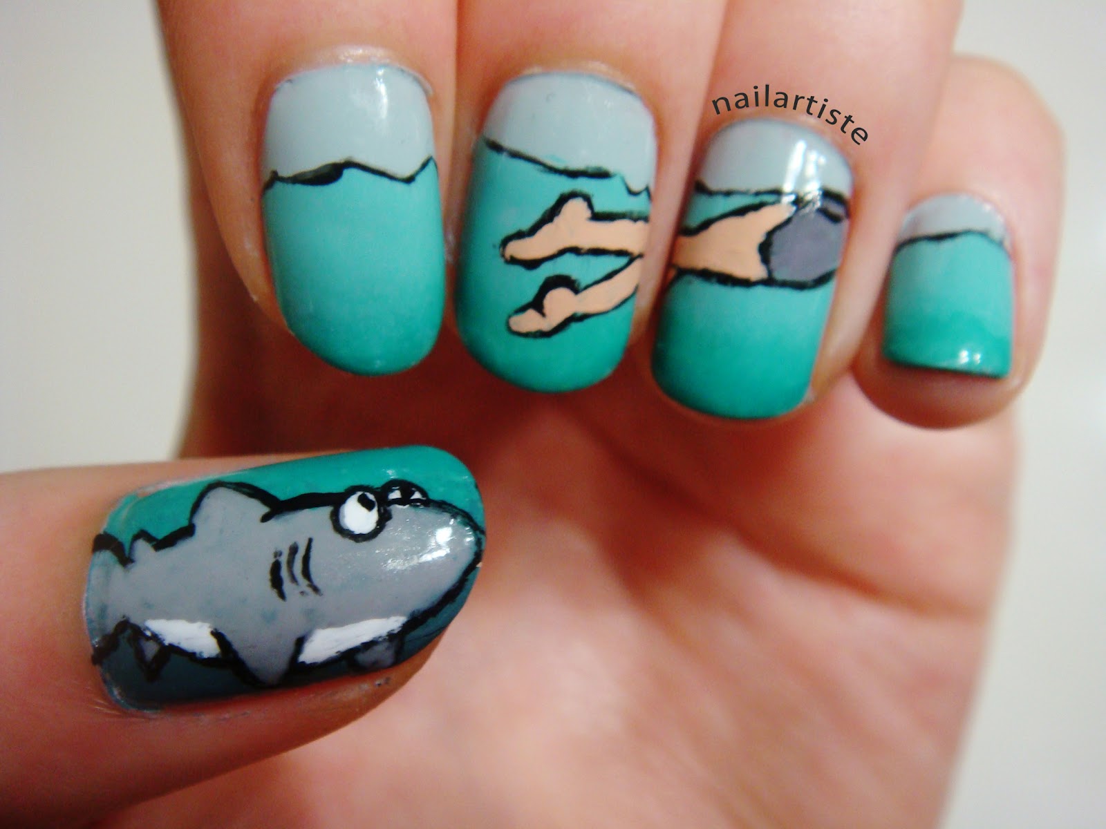 The Nail Artiste: Nail Art: Sherman's Lagoon for Shark Week