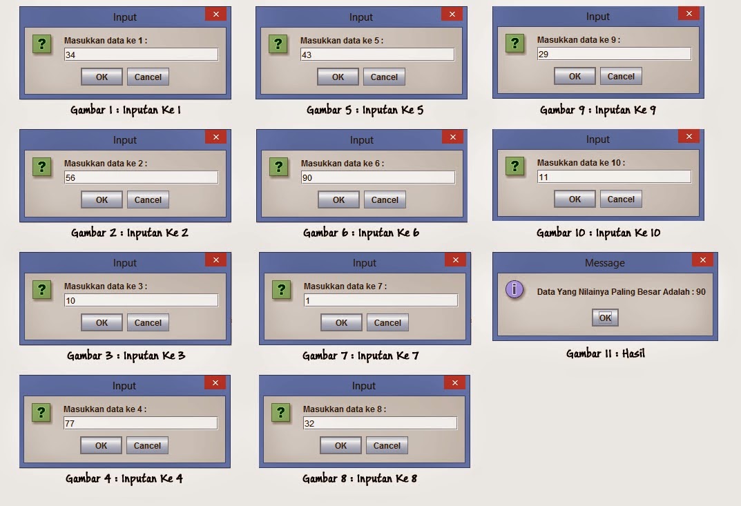 Array (inputan dan Nilai terbesar) dengan BufferedReader dan JOptionPane | Beginer Java
