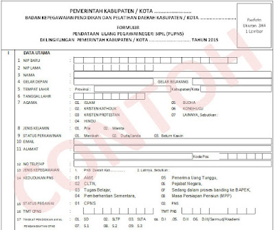 Lifestyle: CONTOH FORMAT FORMULIR PENGISIAN DATA PUPNS