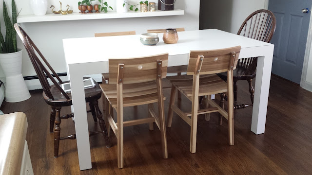 Lilly's Home Designs: Skogsta Chairs and Parsons Dining Room Table