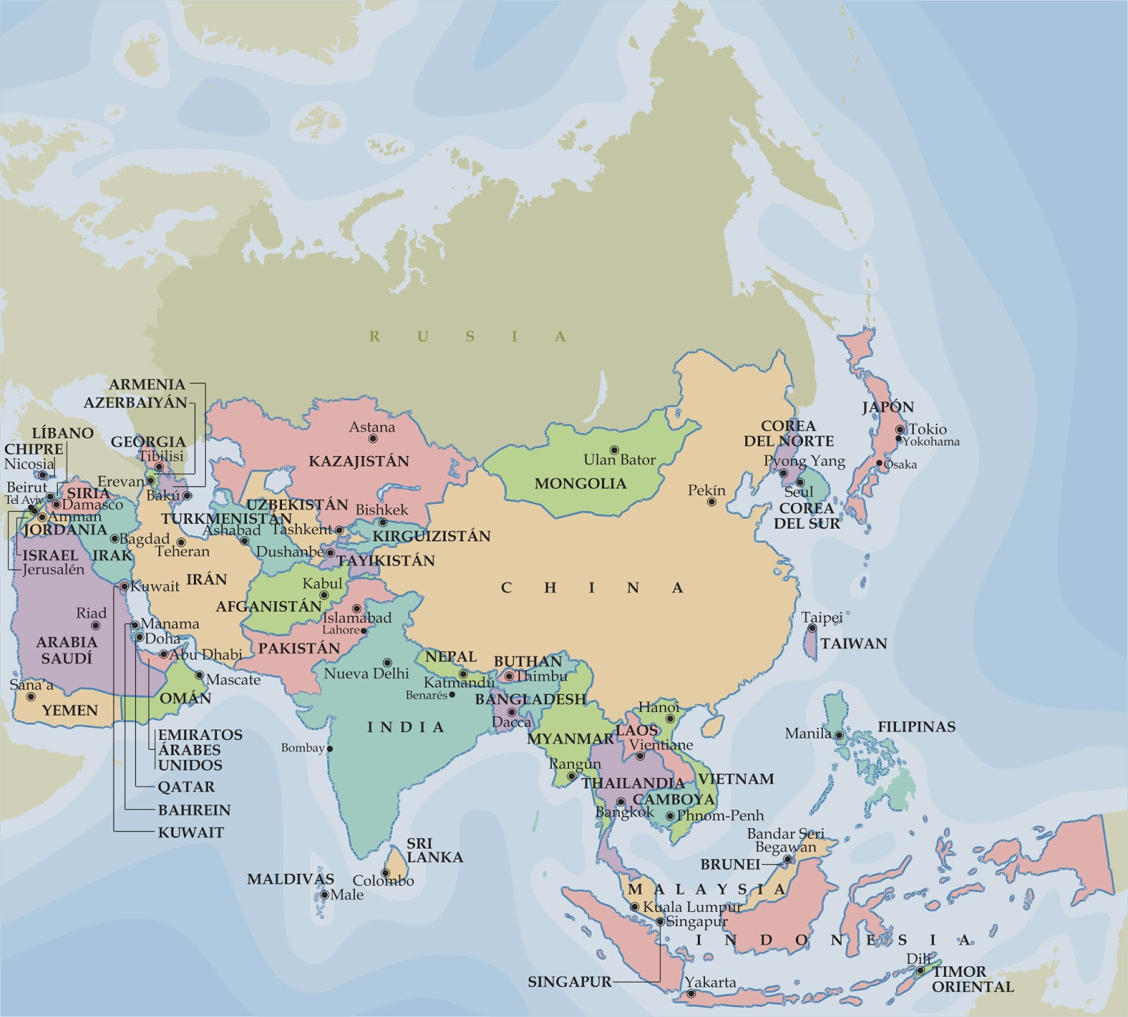 GEOGRAFÍA E HISTORIA TIETAR: Mapa político de ASIA