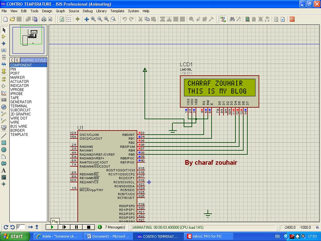 Zouhair electronics: pic 16f877 and LCD 16X2 character