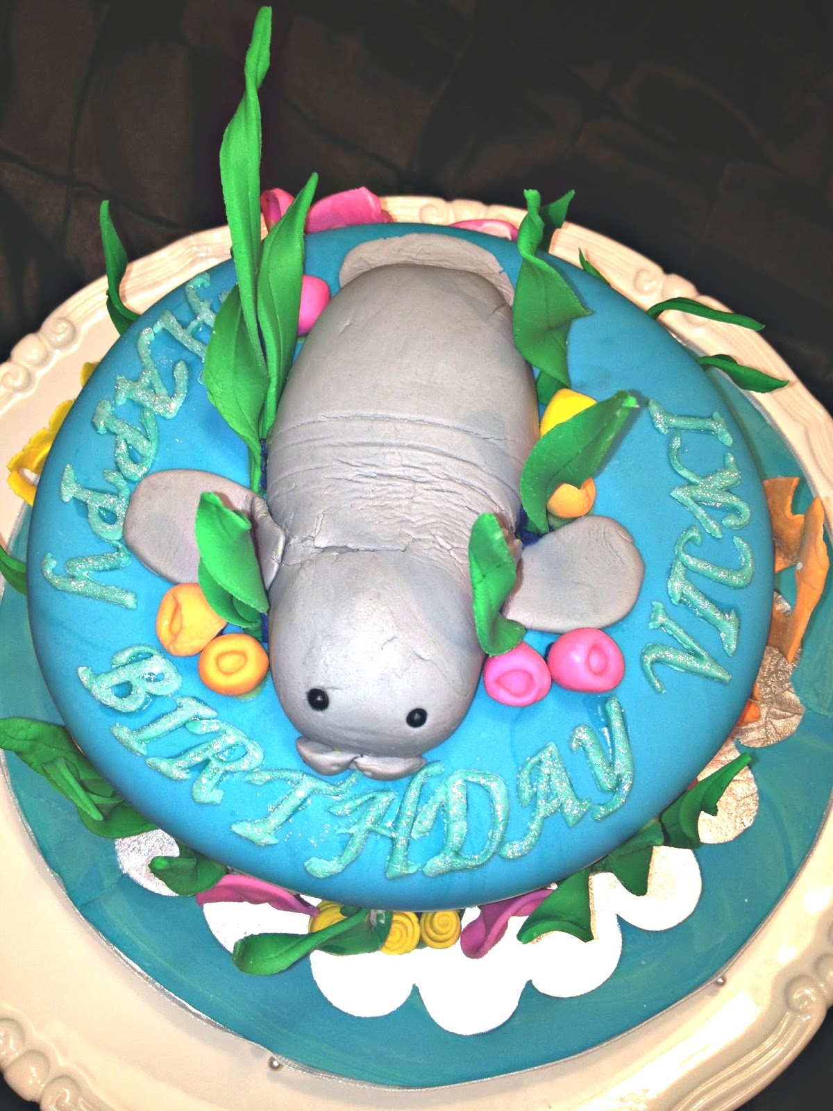 Nancily's Cupcake Shack: Manatee Birthday Cake for Vicki