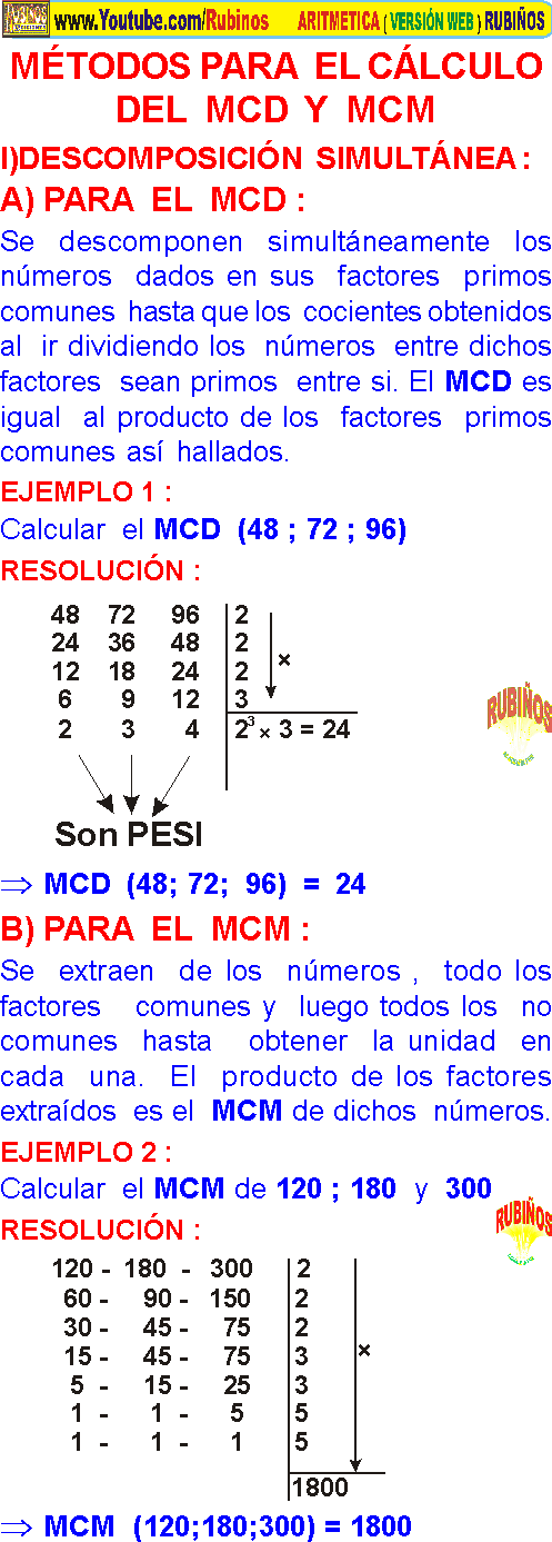 MCD Y MCM EJERCICIOS RESUELTOS PDF