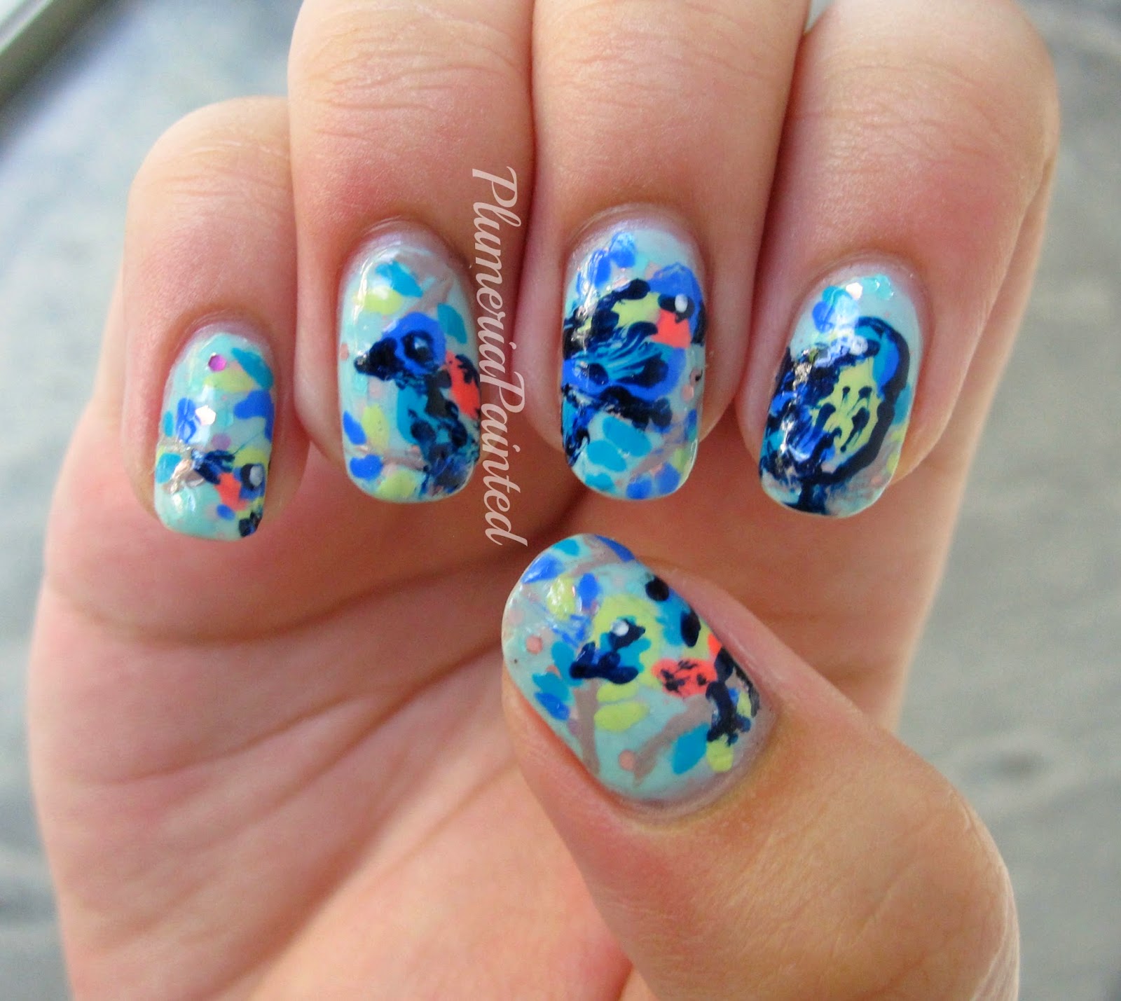PlumeriaPainted: Abstract Bird Nail Art