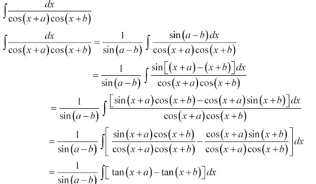 mixture: integral of 1 / [cos(x+a)cos(x+b)]