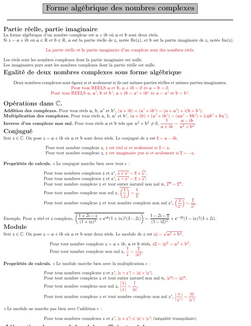 BAC MATH: LES NOMBRES COMPLEXES BAC MATH: LES NOMBRES COMPLEXES