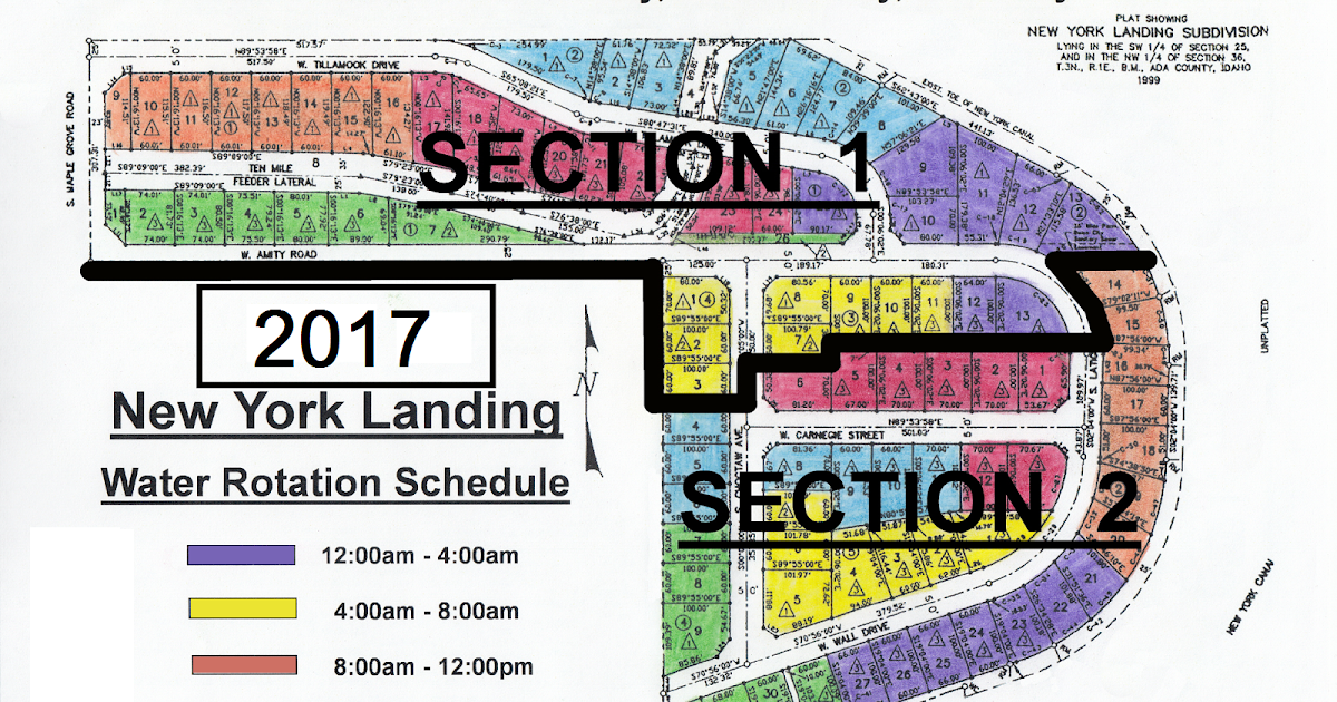 New York Landing Subdivision: Water Rotation Schedule