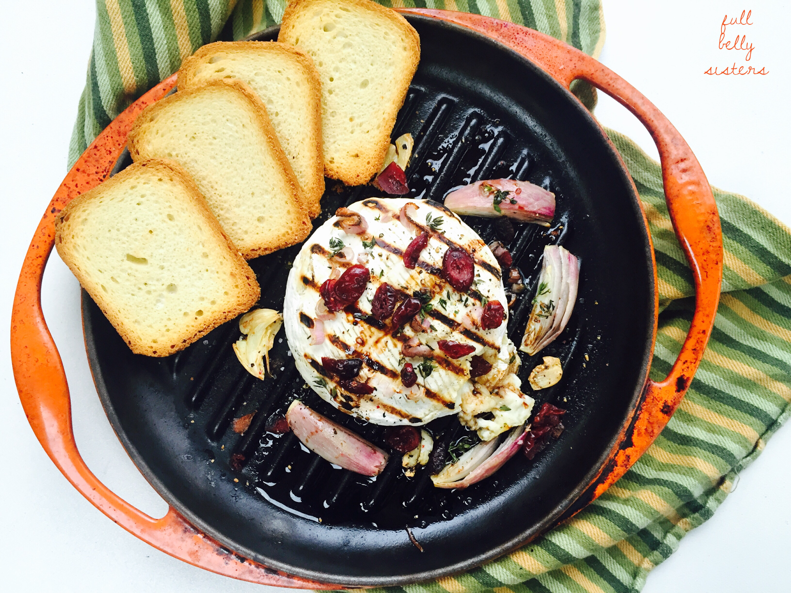 Grilled Baked Brie with Shallots, Cranberries & Balsamic