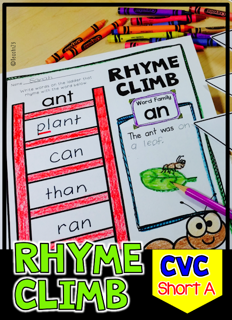 CVC Words Rhyming - Phonemic Awareness - Short Vowel: Aa | Teach123