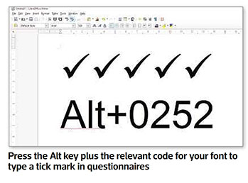 How do I type a tick mark? | Skr Web Tech