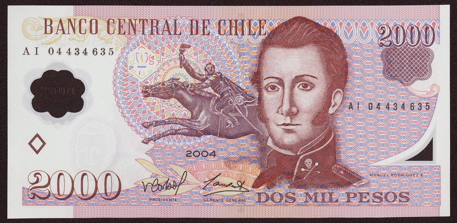 Chile 2000 Pesos banknote 2004 Manuel Rodriguez Erdoyza|World Banknotes ...