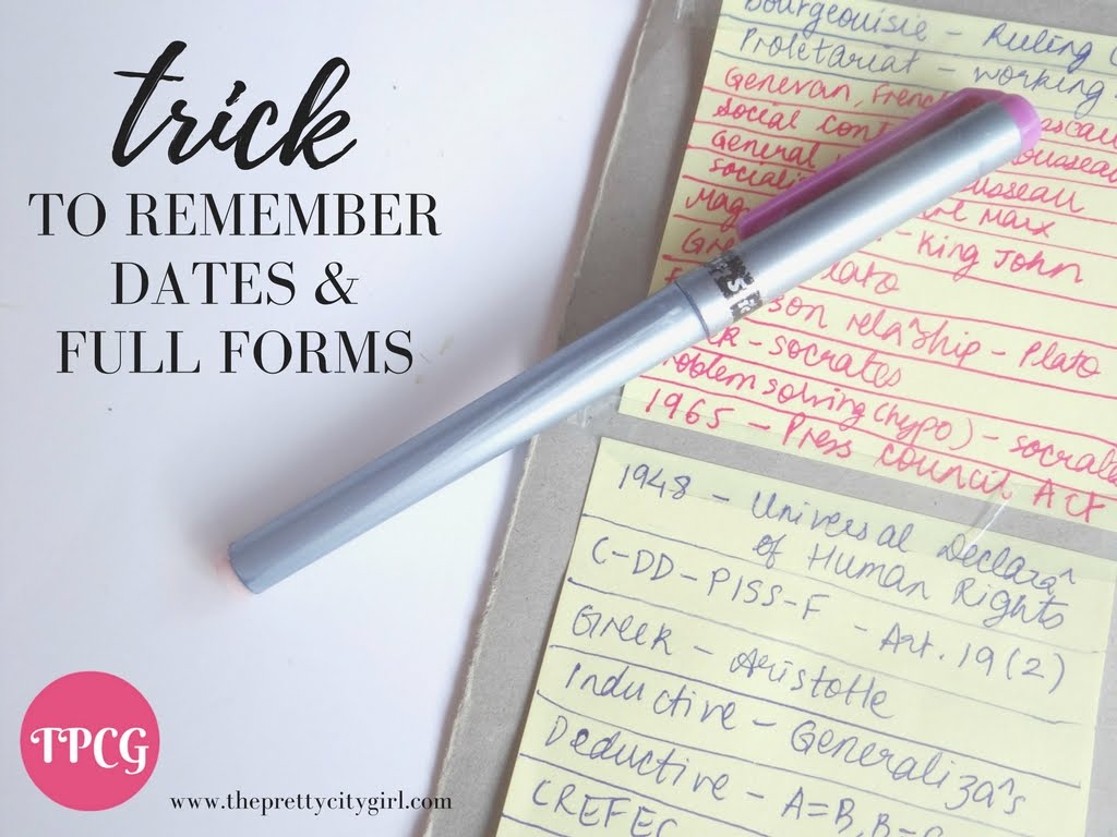 Trick to Remember Dates and Full Forms - The Pretty City Girl | Indian ...