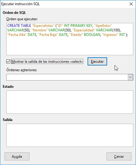 crear una tabla con SQL en LibreOffice Base (XVIII) | Aplicaciones de Libre Uso