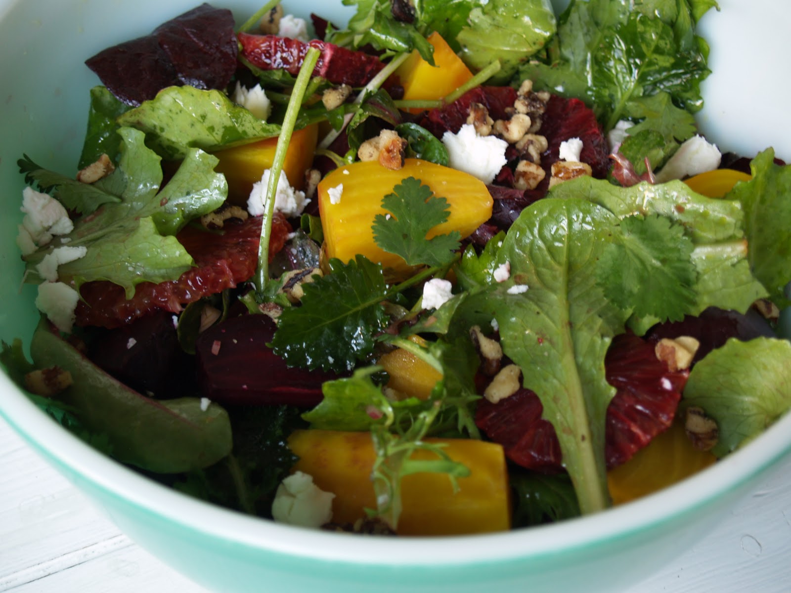 Persimmon and Peach: Beet & Blood Orange Salad with Chevre