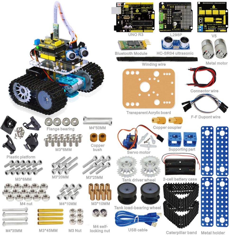 Mini Tank Arduino Robot - Byte Black