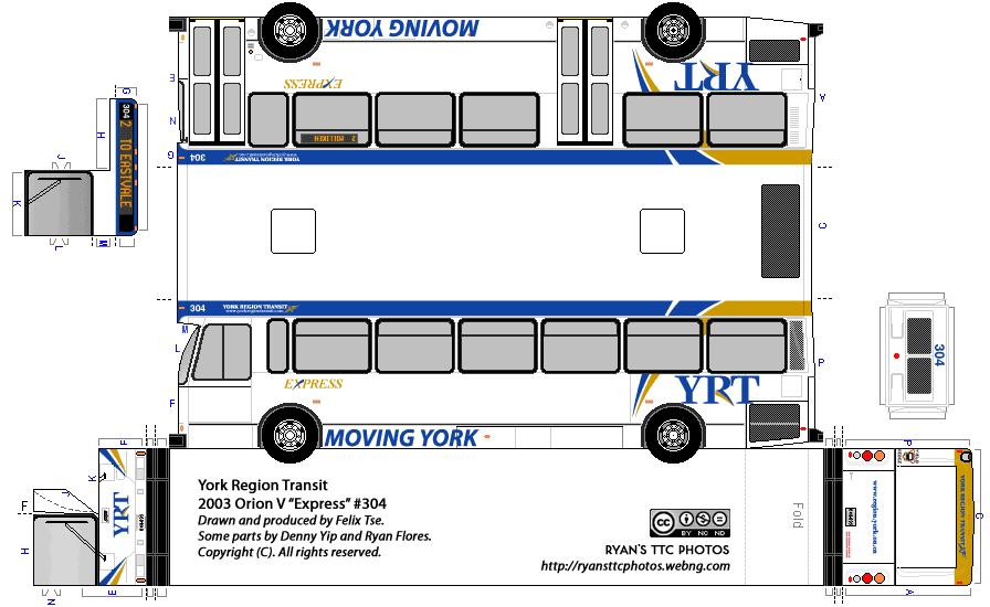 SP. Papel Modelismo: PaperBus 2003 Orion V Express - York Region Transit
