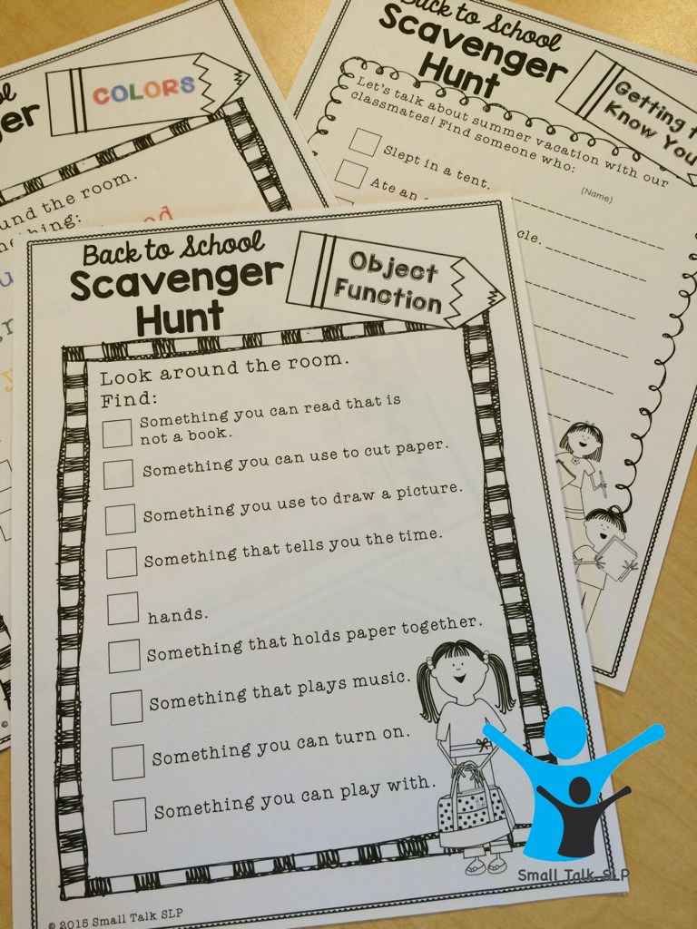 Chit Chat and Small Talk: Back to School Scavenger Hunts and I Spy Games