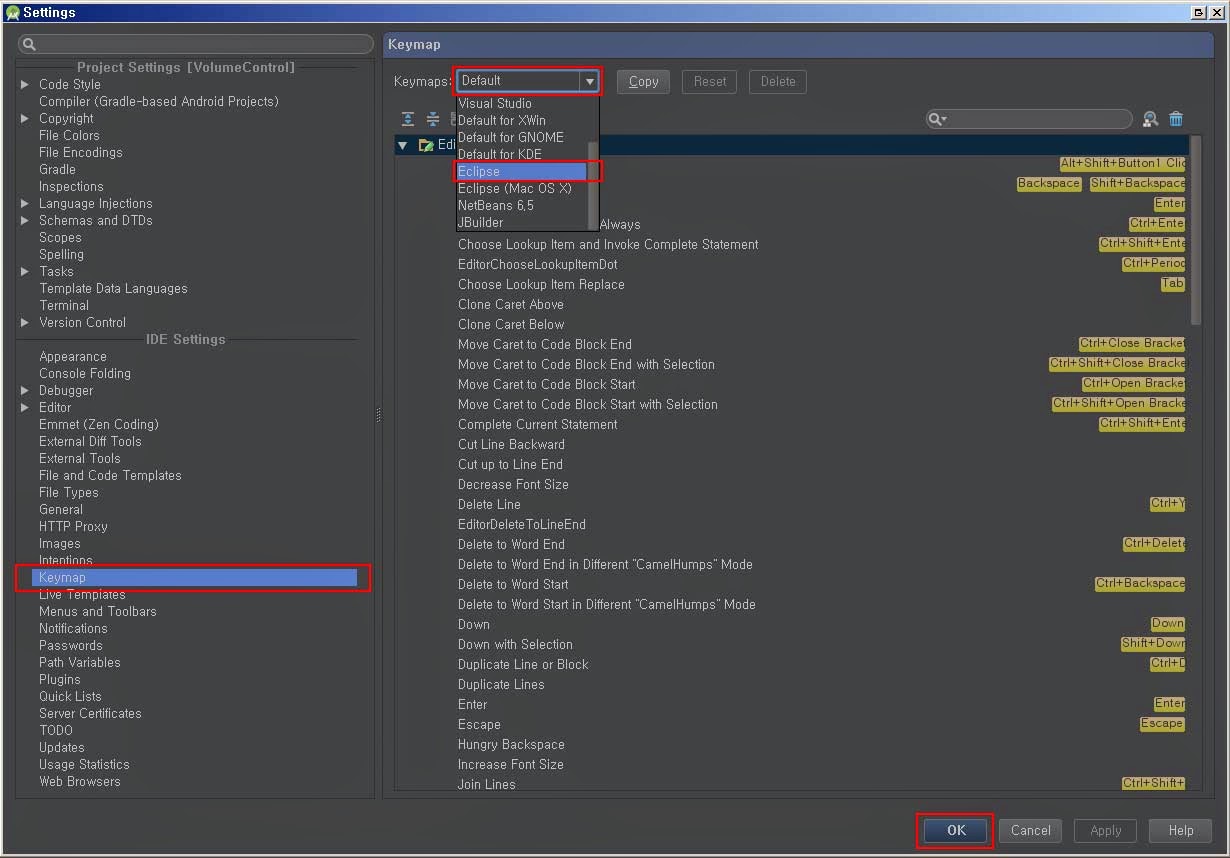 잉여로움의 ..... ^^....: 안드로이드 스튜디오 단축키 변경(이클립스 단축키 적용)