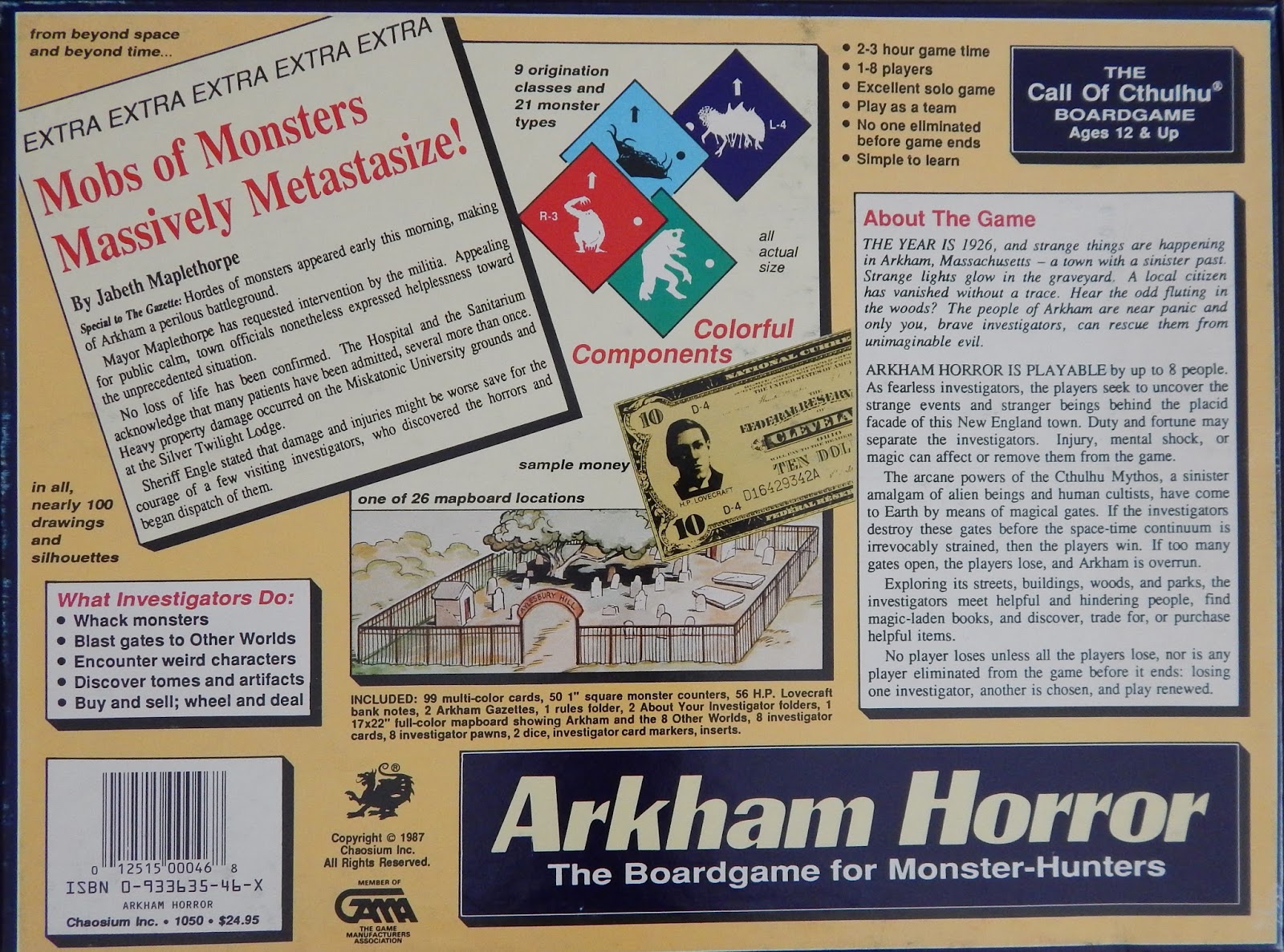 Susurros desde la Oscuridad: Arkham Horror 1987 First Edition