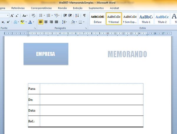Baixe Modelos: [Word] Memorando simples