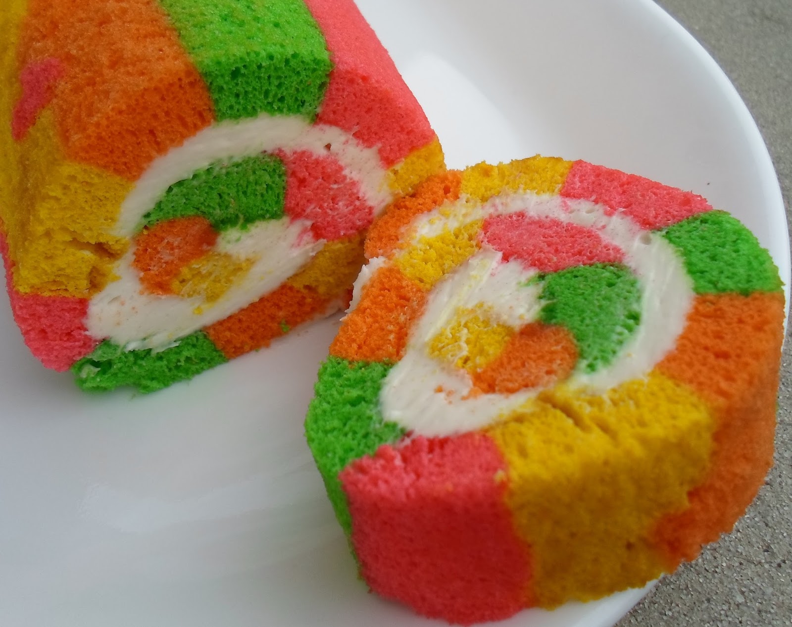 Happier Than A Pig In Mud: Multi-Colored Cake Roll with Cream Cheese ...