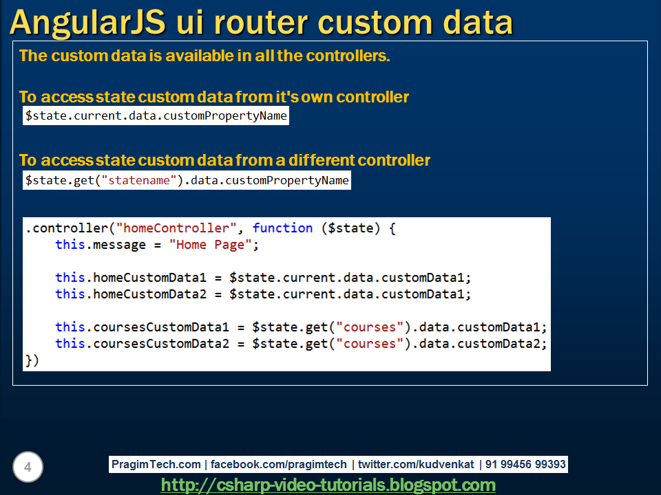 Sql server, .net and c# video tutorial: AngularJS ui router custom data Sql server, .net and c# video tutorial: AngularJS ui router custom data