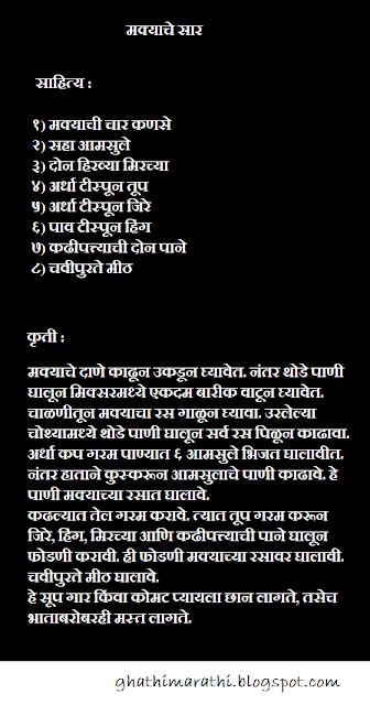 Makyache Saar Recipe in Marathi - GhathiMarathi | All Marathi Stuff in ...