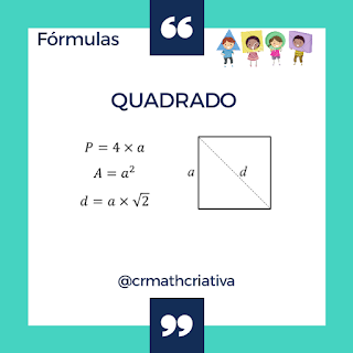 👉 💖 PROFª CLEAN REIS - MATH 💖 👈: QUADRADO - FÓRMULAS