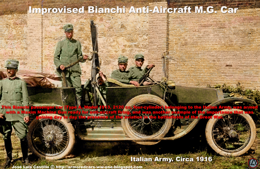 Armored Cars in the WWI: Improvised Bianchi Anti-Aircraft Machine Gun ...