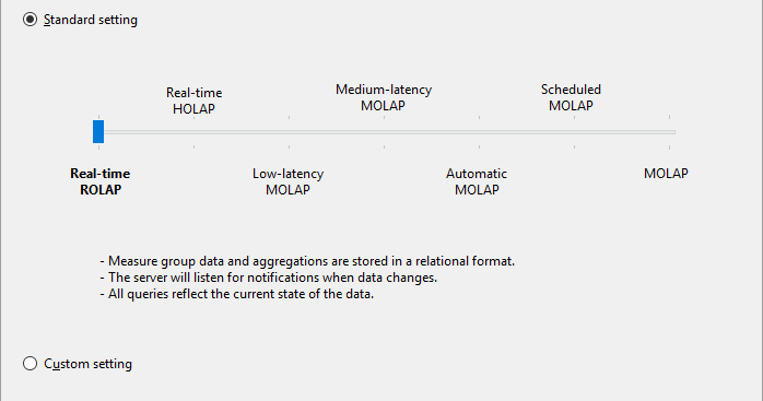 Realized Design: Partition Settings for our SSAS ROLAP cube using EXASOL