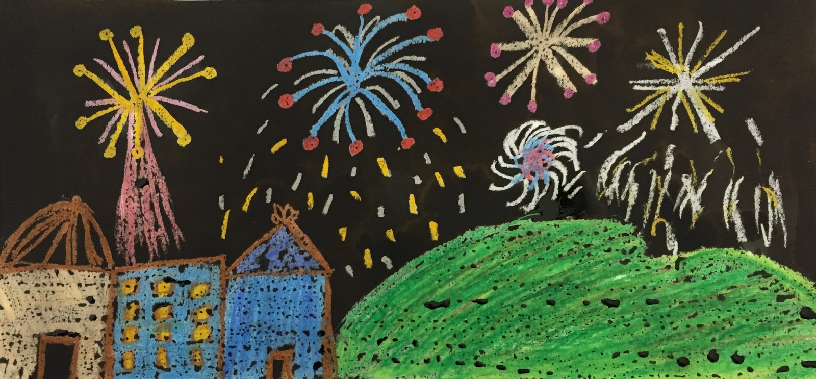 Susan's Art Club: Wax Resist Firework Paintings Featuring Edinburgh ...