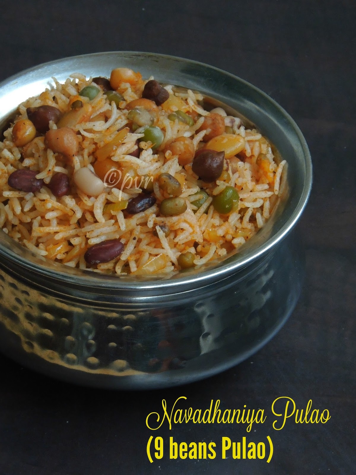 Priya's Versatile Recipes: Navadhaniya Pulao/9 Beans Pulao