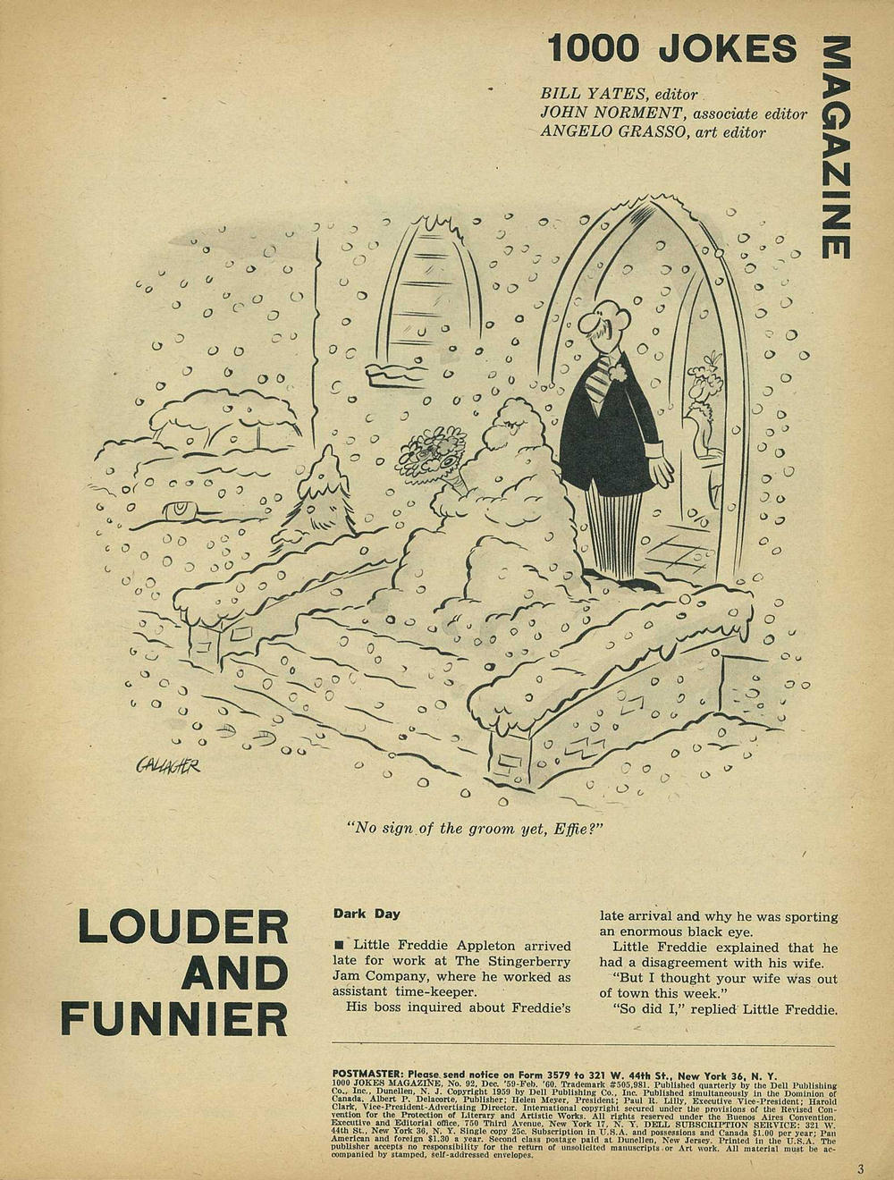 Hairy Green Eyeball 3: 1000 JOKES magazine — complete issue — 1960