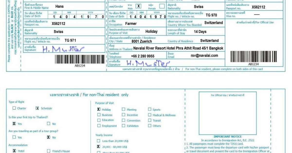 Mein Leben in Thailand : Thailändisches Einreiseformular TM.6 ...