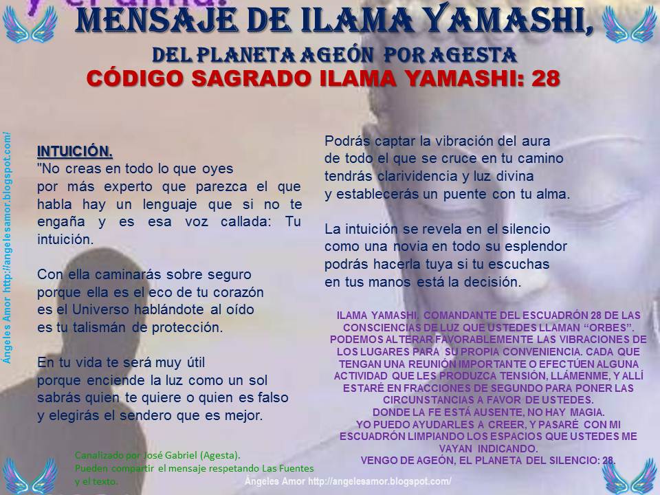 Ángeles Amor: INTUICIÓN ~ MENSAJE DE ILAMA YAMASHI, DEL PLANETA AGEÓN ...