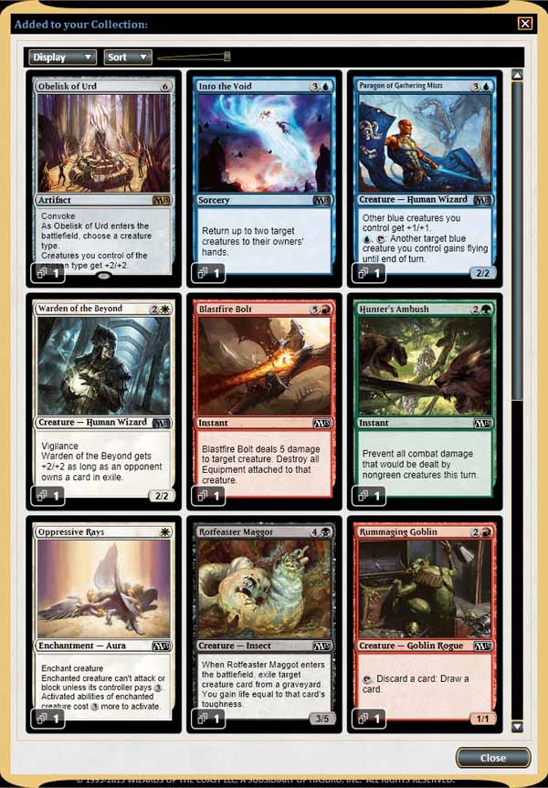 Magic the Gathering Adventures: Six packs of M15 online