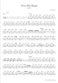 鼓手森 - Simply Drumming: SUM 41 - Over My Head drum sheet